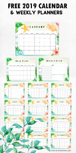 Lovely 2019 Printable Calendar + Weekly Planner Freebie